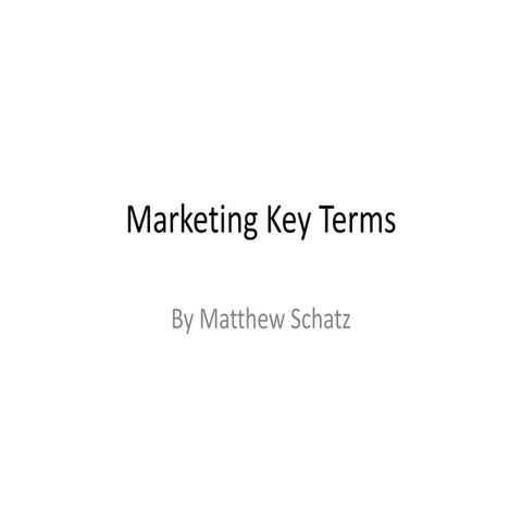 Marketing Key Terms EDP 279 A | PPT