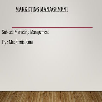 Marketing management | PPT