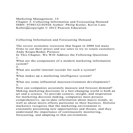 Marketing Management, 14Chapter 3 Collecting Information and Fo.docx