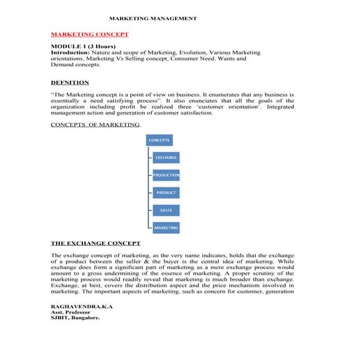 Marketing management 1st sem mba vtu notes | DOC