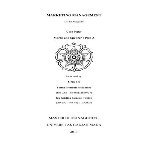 Marketing management course assignment ~Marcks and Spencer plan a | PDF