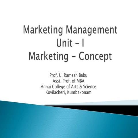 Marketing management unit i - concept | PPTX