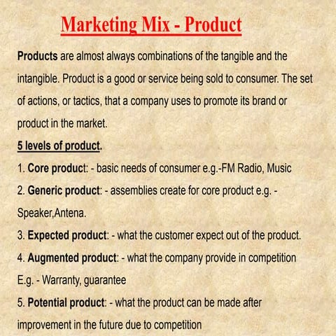 Marketing mix - Product | PPT
