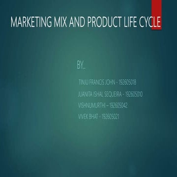 Marketing mix and product life cycle | PPTX