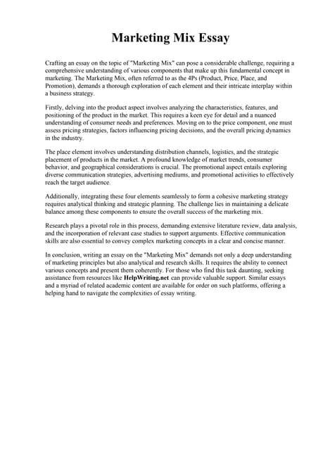 Essay On Marketing.pdf | Marketing and Advertising | Business