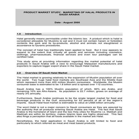 Product Market Study: Marketing of Halal Products in Saudi Arabia | PDF