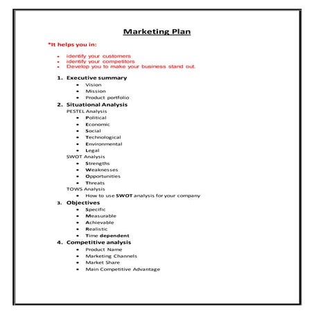 Marketing plan template for marketing mangers | PDF