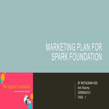 Marketing plan for spark foundation | PPT