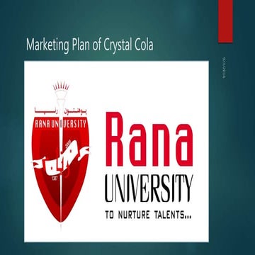 Marketing plan of Crystal Cola written by Hussain Hashimy | PPT