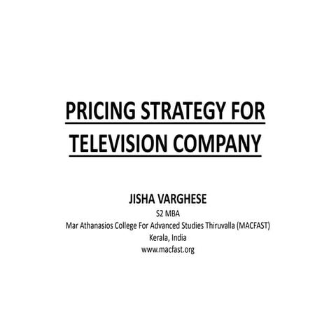 Pricing strategy for television company | PPTX