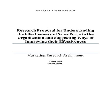 Research Proposal - Effectiveness of Sales | DOCX