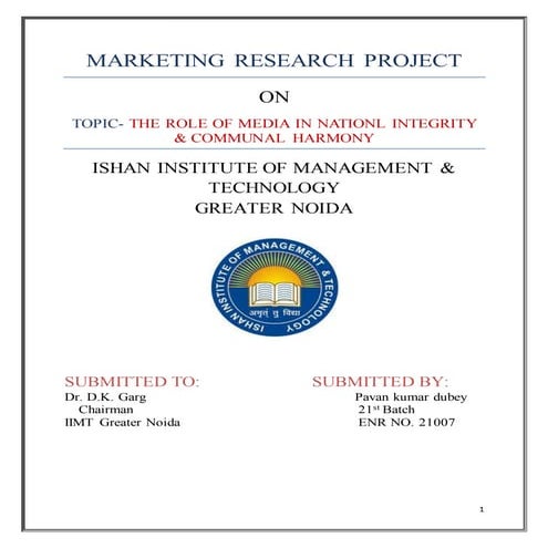 Marketing reasearch project | PDF