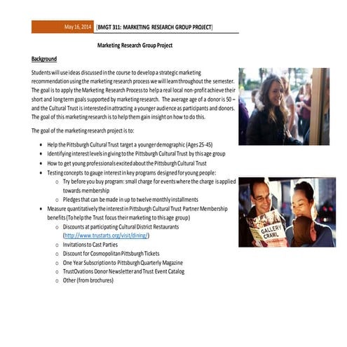 Marketing research plan project project bmgt 311 | PDF