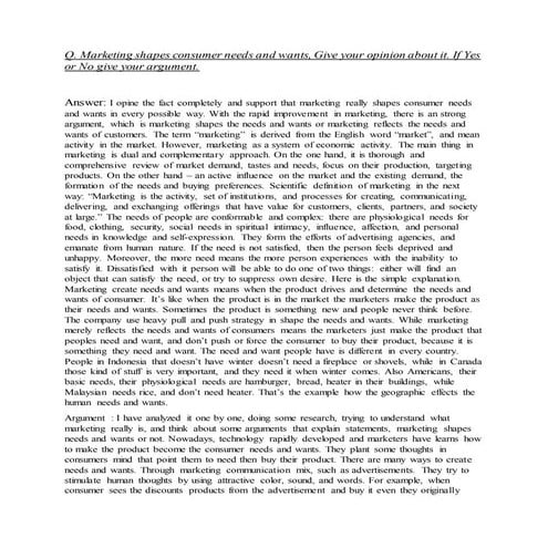 Marketing shapes needs and wants | DOCX