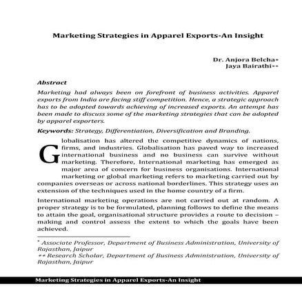 Marketing strategies in apparel exports an insight | PDF