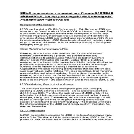 Marketing strategy mangement report的sample适合英国商业管理课程的留学生用 | DOCX