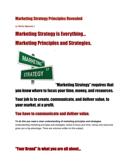 Marketing strategy principles revealed | PDF Marketing strategy principles revealed | PDF