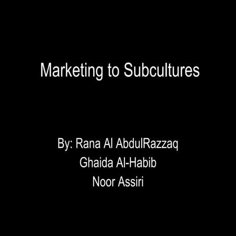 Marketing To Subcultures Ppt