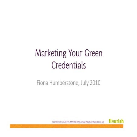 Marketing your green credentials | PDF