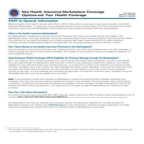 New Health Insurance Marketplace Coverage | PDF