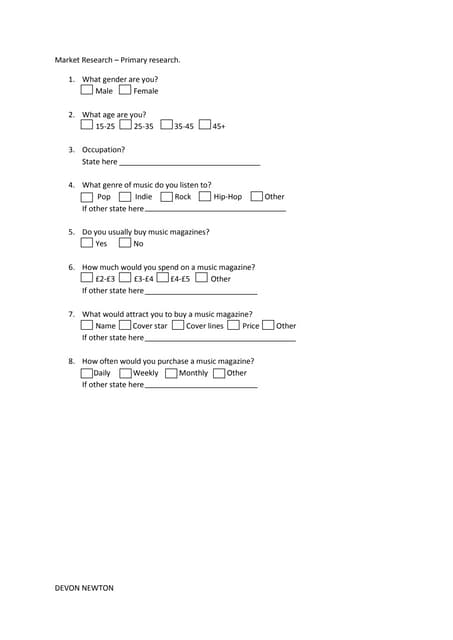 Music magazine questionnaire | DOCX