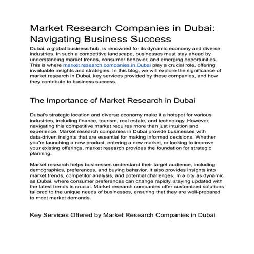 Market Research Companies in Dubai_ Navigating Business Success | PDF