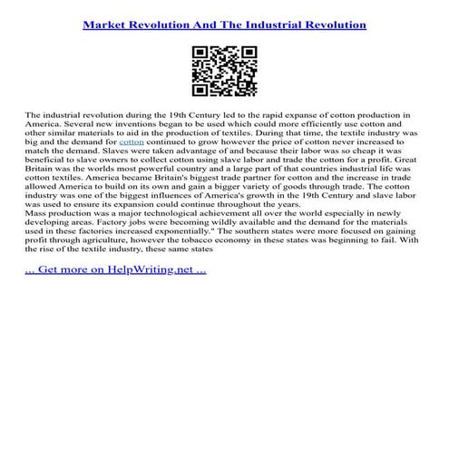 Market Revolution And The Industrial Revolution | PDF