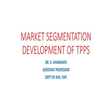 MARKET SEGMENTATION and development of product profiles | PPTX