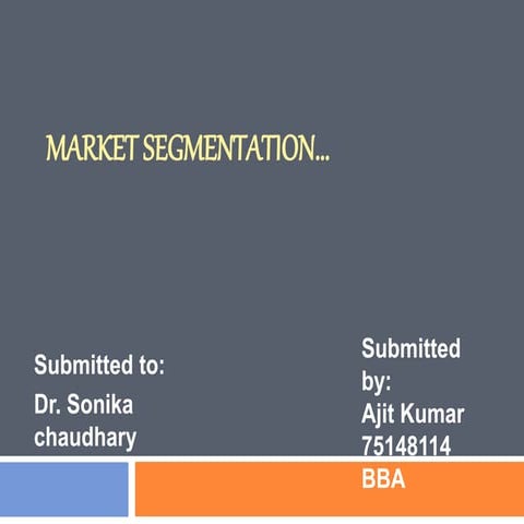 Market segmentation final ppt | PPT