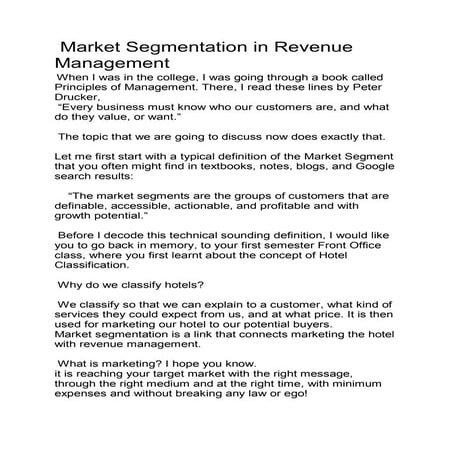 Market segmentation in revenue management | PDF
