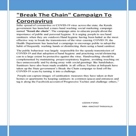 Break the chain campaign | DOCX