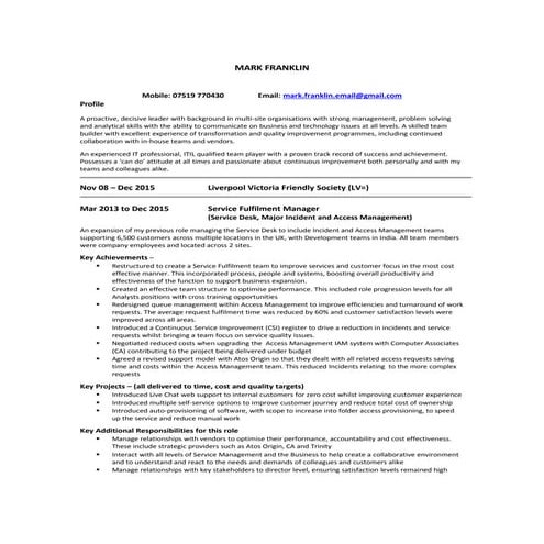 Mark Franklin CV | DOC