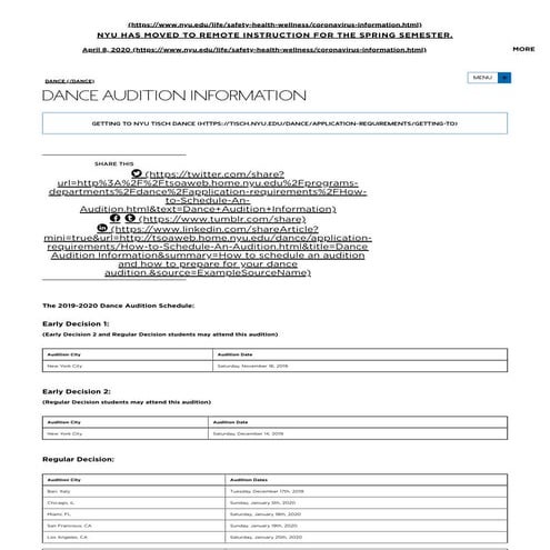 DANCE AUDITION INFORMATION | PDF