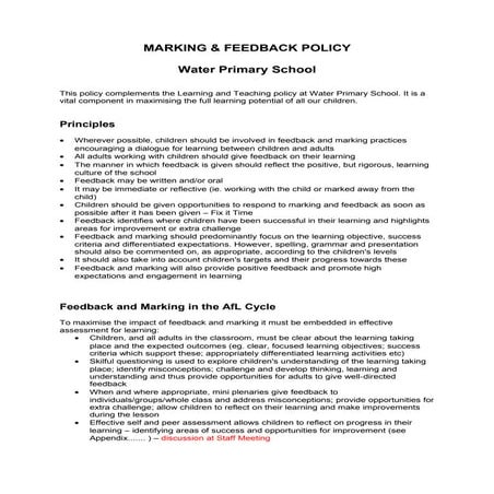 Marking and feedback policy | PDF