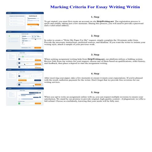 Marking Criteria For Essay Writing Writin | PDF