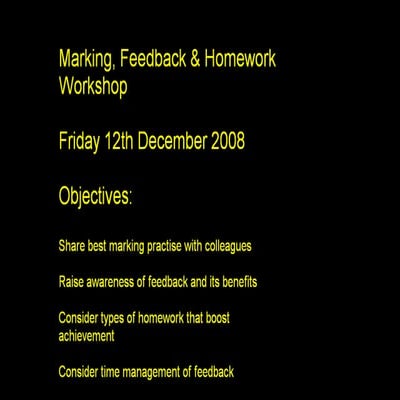 Marking & feedback workshop | PPT | Educational Assessment | Education