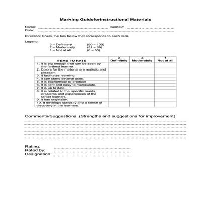 Marking guide for instructional materials | DOCX