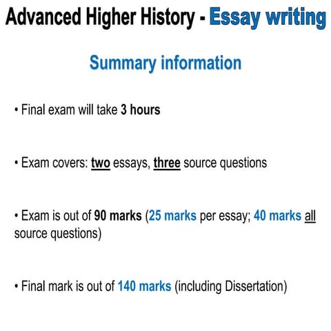 Marking instructions - Advanced Higher History essay | PPTX