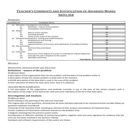 Marking report | DOCX