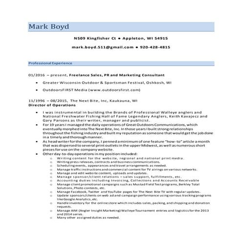 Mark Boyd Resume 2016 | PDF