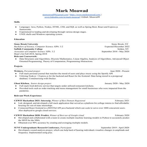 Mark moawad resume | PDF