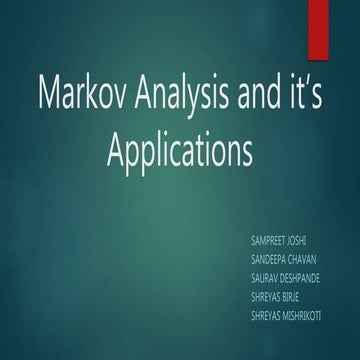 Markov Chain and its Analysis | PPTX