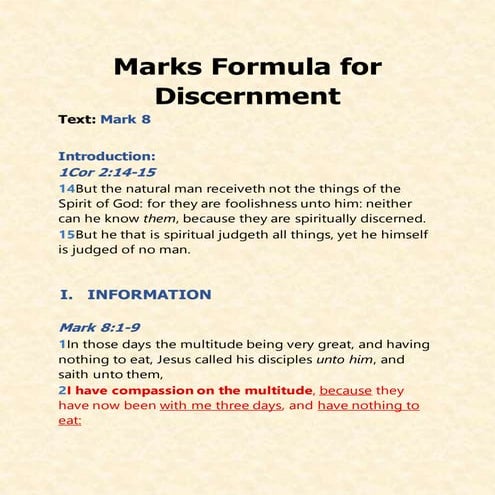 Marks Formula for Discernment | PDF