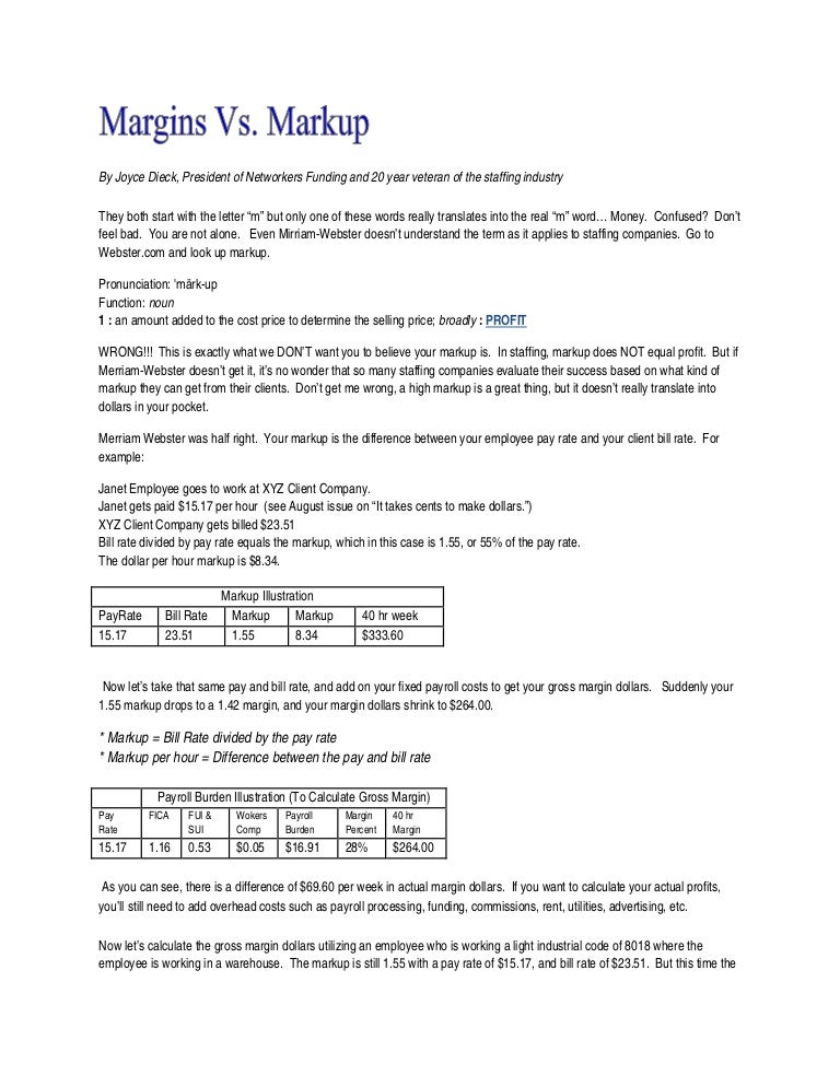 Markup Vs Margin