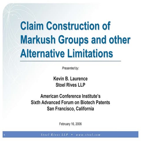 Markush Groups and other Alternative Claim Limitations | PPTX