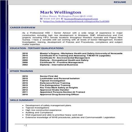 Mark wellington resume hr | DOCX