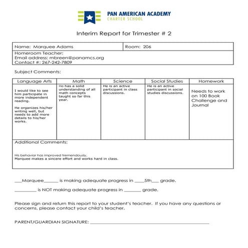 Marquee a. interim report template 3#2 | DOCX