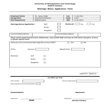 Marriage bonus form | PDF