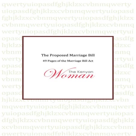 The Proposed Kenya Marriage Bill 2013 | PDF