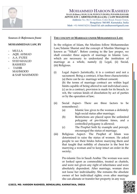 MUSLIM MARRIAGE , NATURE & KINDS AND DIFFERENCE | PDF